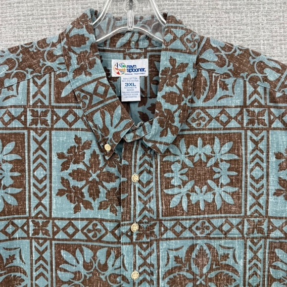 reyn spooner | Shirts | Vtg 9s Reyn Spooner Sz 3xl Blue Brown Lei ...